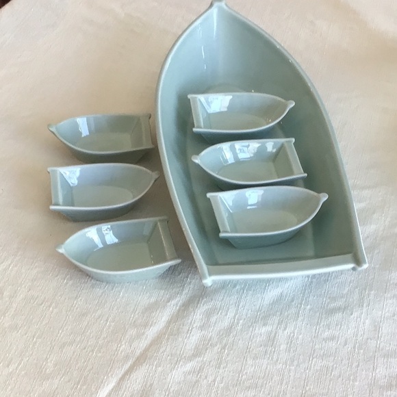 Dining | Beautiful Boat Shaped Ceramic Serving Bowl With 6 Side Dishes ...